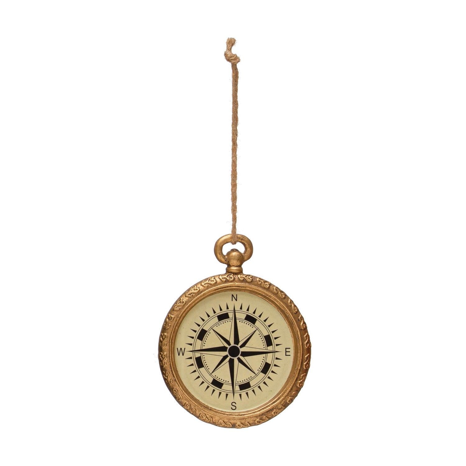 3-1/2"H Resin Compass Ornament, Gold Finish – Hazelkin